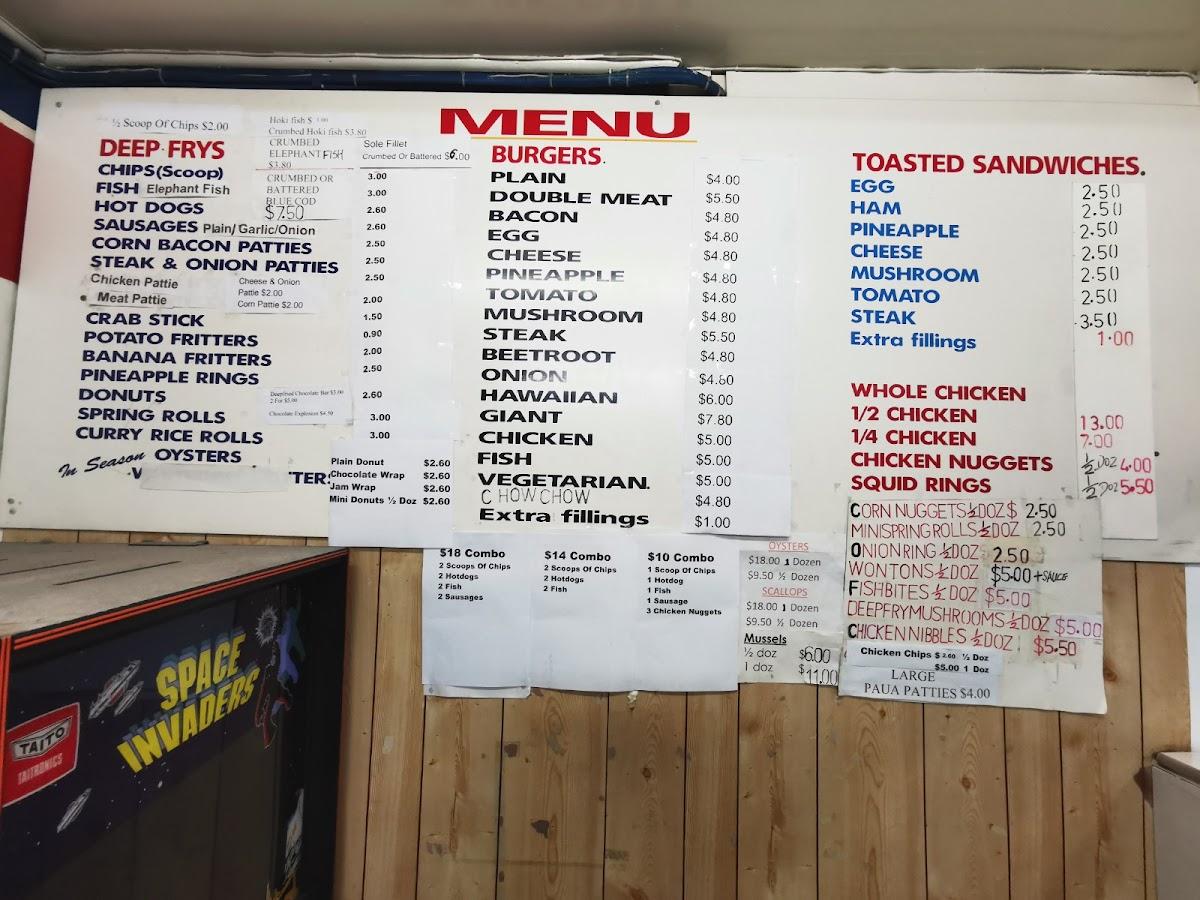 Menu at No Name Food Bar, Christchurch