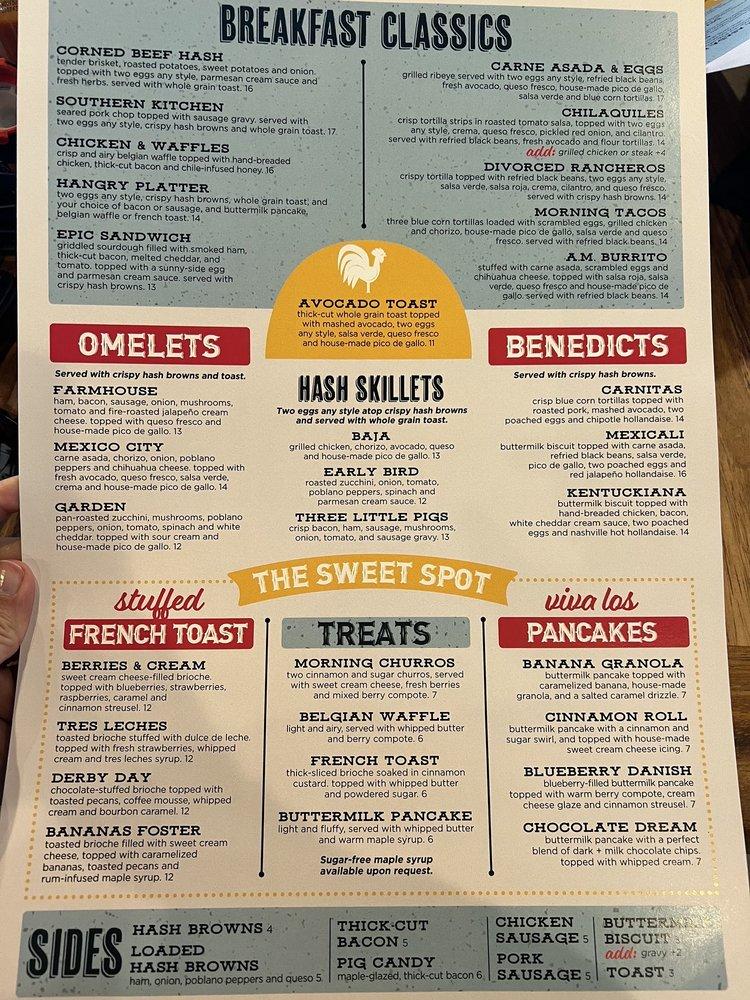 Menu at Sleepy Rooster Morning Kitchen restaurant, New Albany