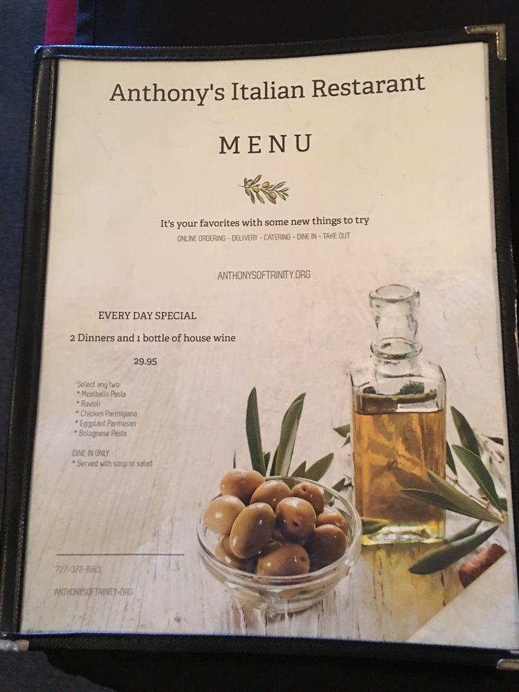 Menu at Anthony's Italian Restaurant, New Port Richey
