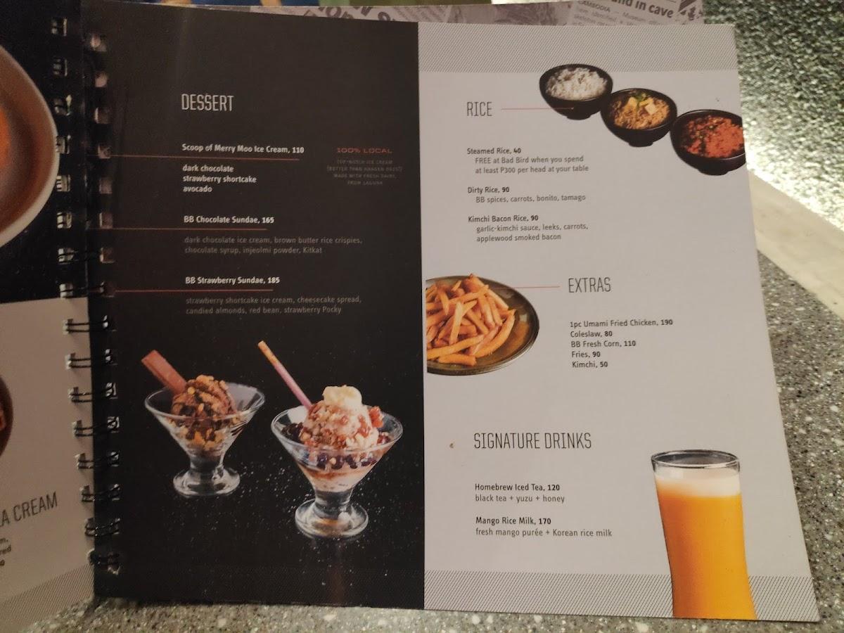 Menu at Bad Bird x Tsukemen restaurant, Manila, HXGM+7QW