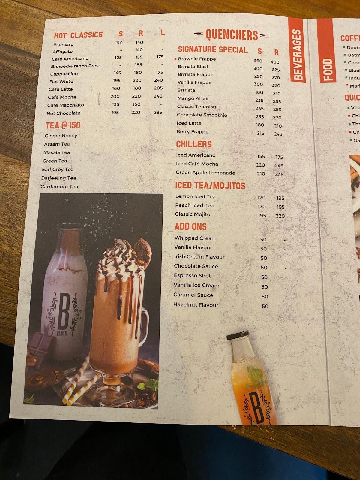 Menu at Barista, Yamuna Nagar