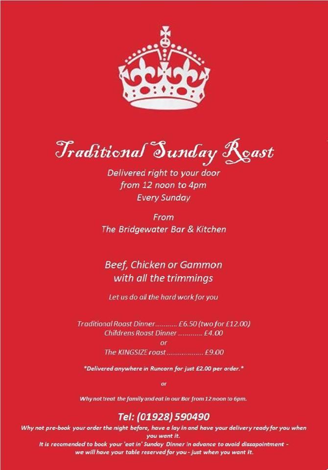 Menu at Bridgewater Bistro pub & bar, Runcorn
