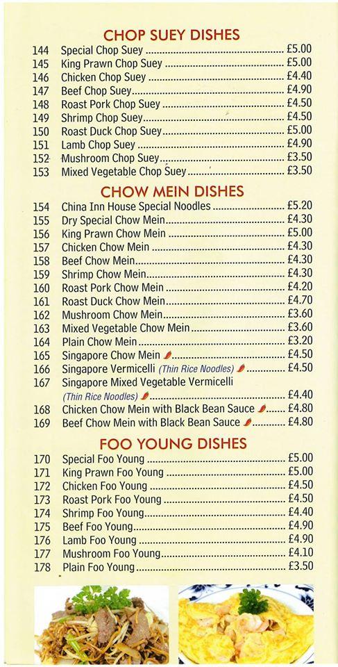 Carta del restaurante China Inn Takeaway, Westoning