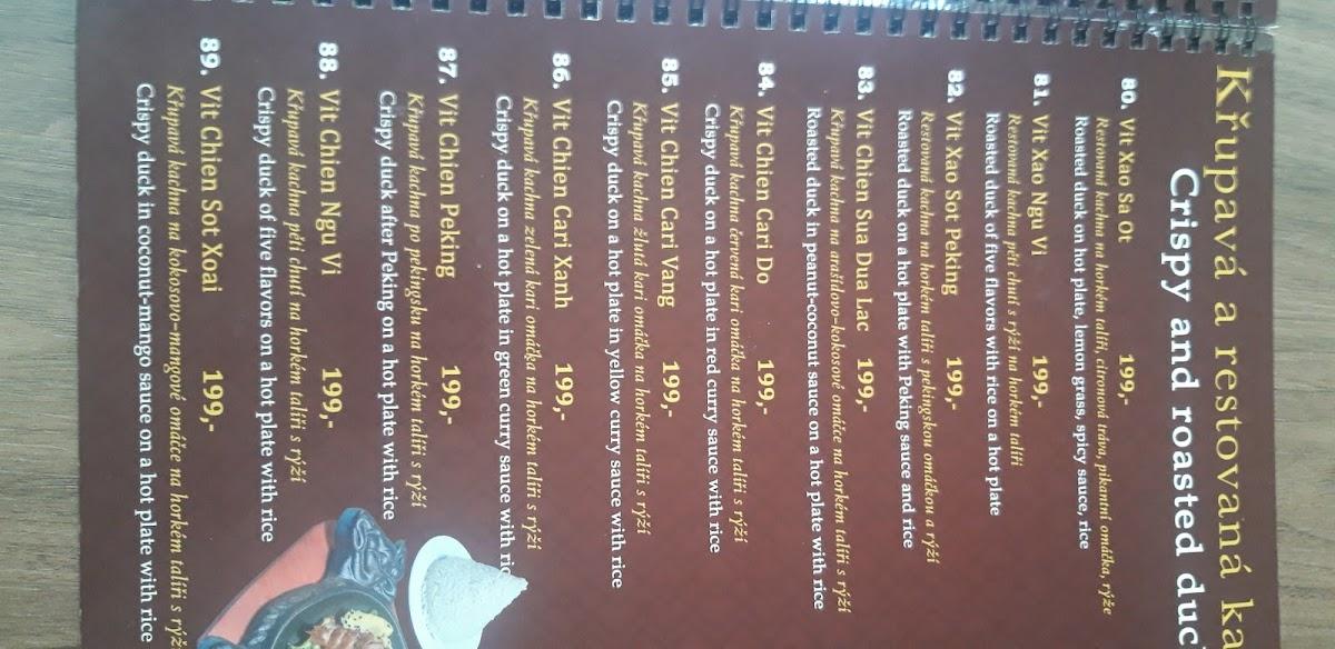 Menu at Dua Pho restaurant, Mohelnice
