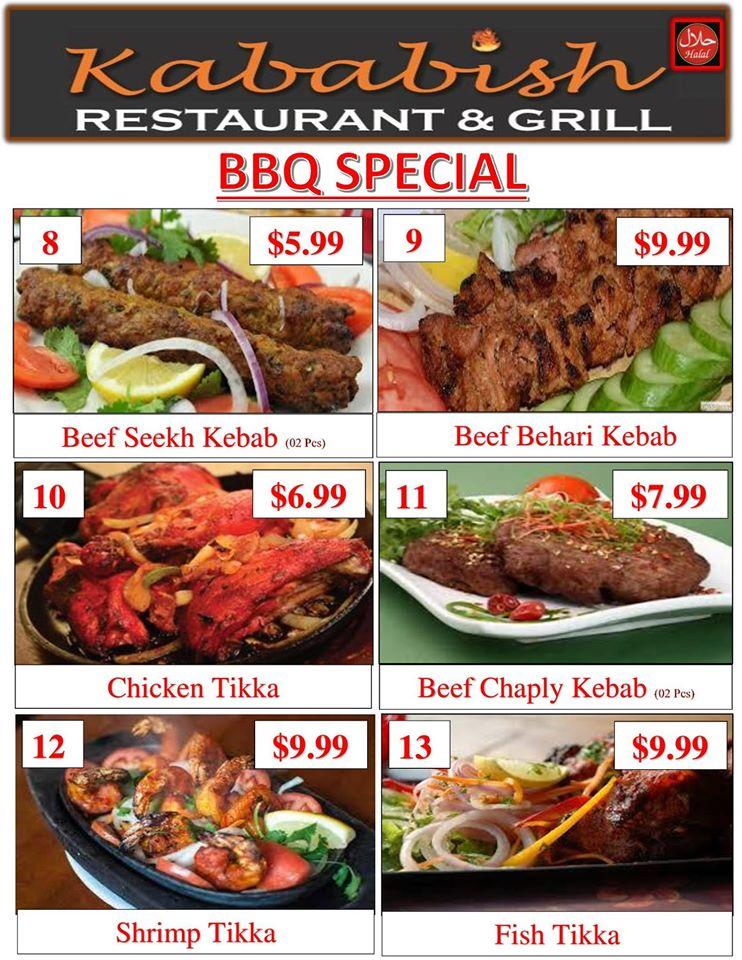 Menu at Kababish Kabab restaurant, Calgary