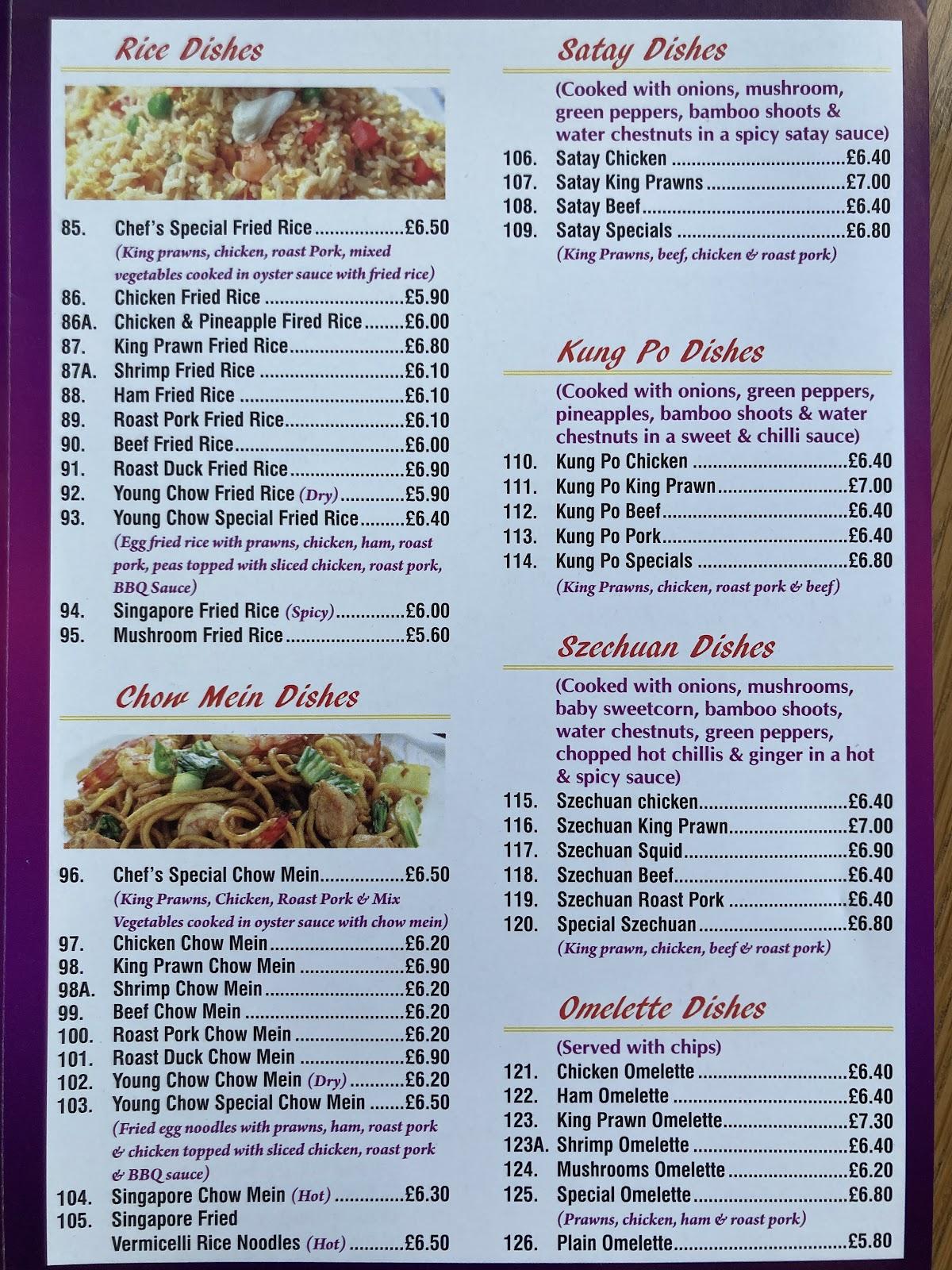 Menu at New Ying Wah Chinese takeaway fast food, Plymouth