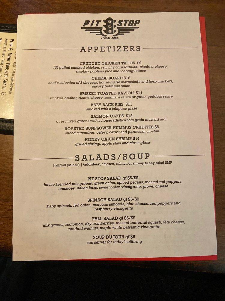 Menu at Pit Stop-STL restaurant, St. Louis