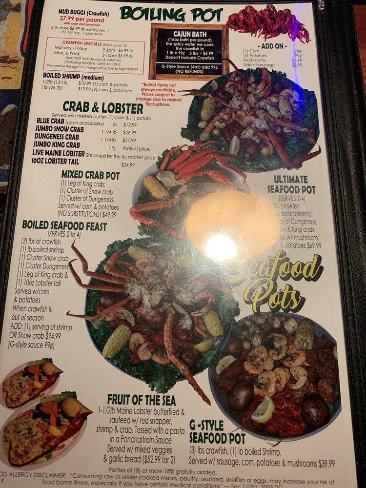Menu at Swamp shack restaurant, Friendswood