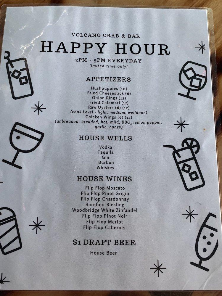 Menu at Volcano Crab & Bar, Chattanooga