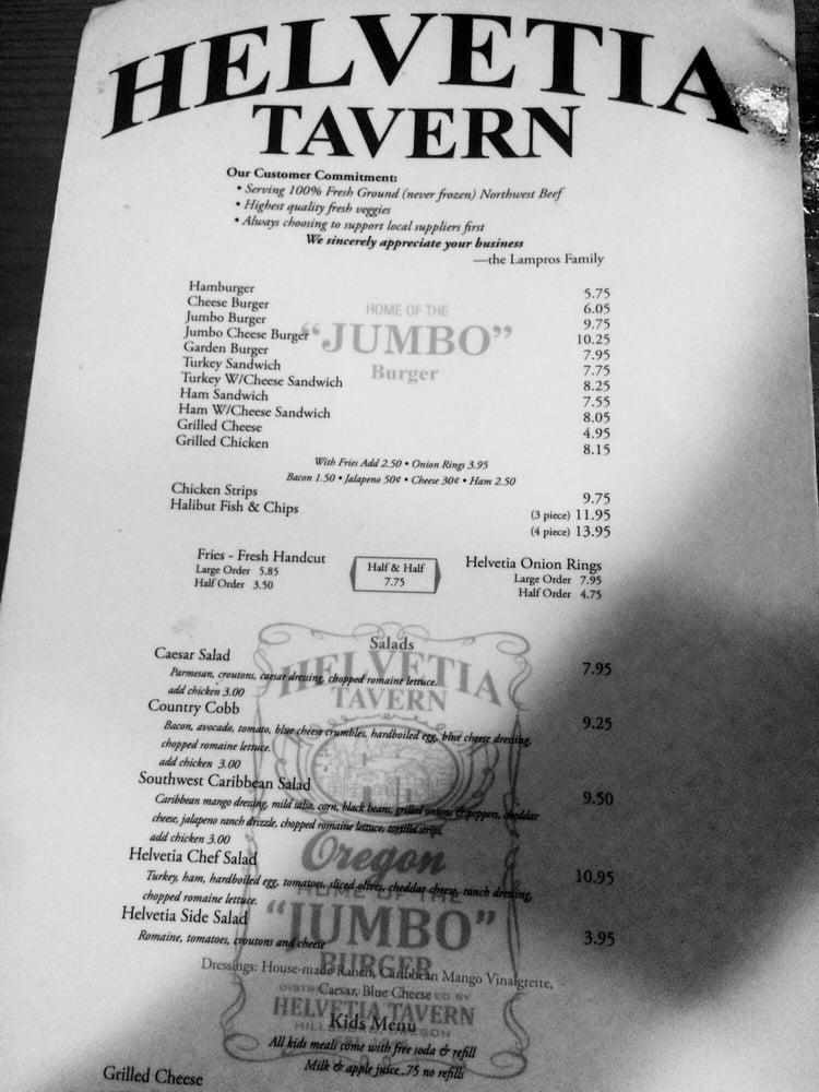 Menu at Helvetia Tavern pub & bar, Hillsboro, NW Helvetia Rd