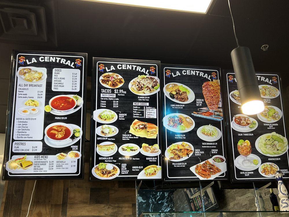 Menu at La Central Taqueria restaurant, Bonney Lake