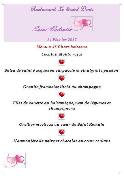 Menu au La Taverne Saint Denis restaurant, Héricourt-en-Caux