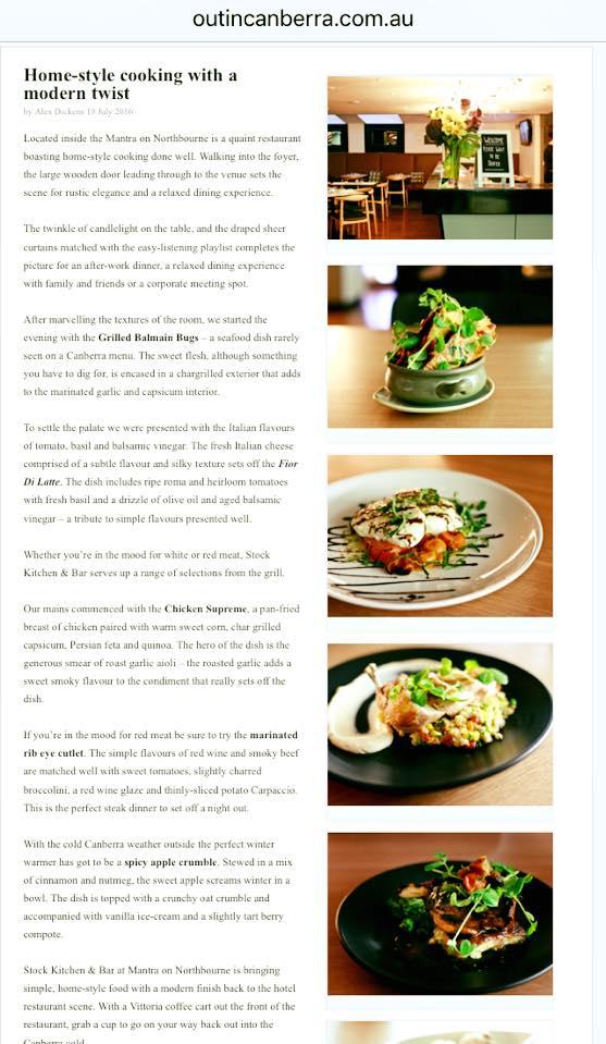 Menu at Stock Kitchen & Bar, Braddon