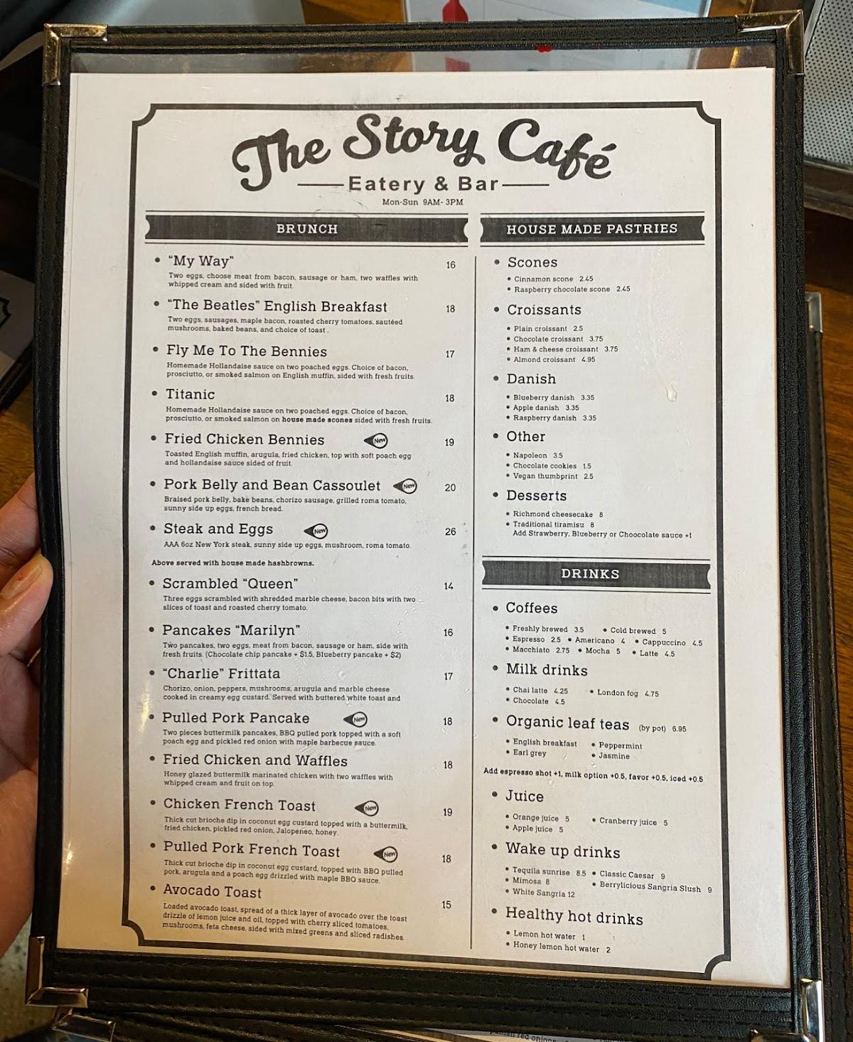 Menu at The Story Cafe Ltd., Richmond