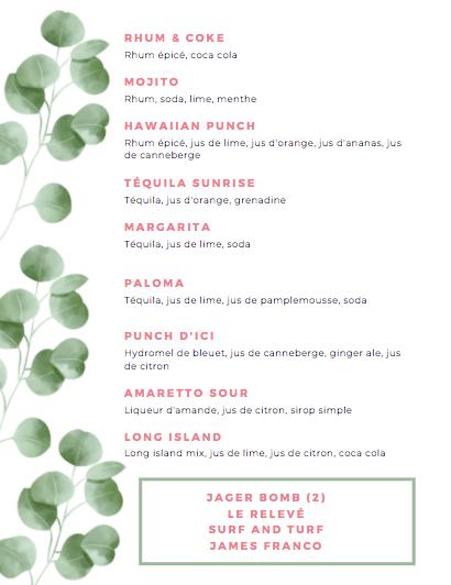 Menu at Capitaine Homard restaurant, Canada