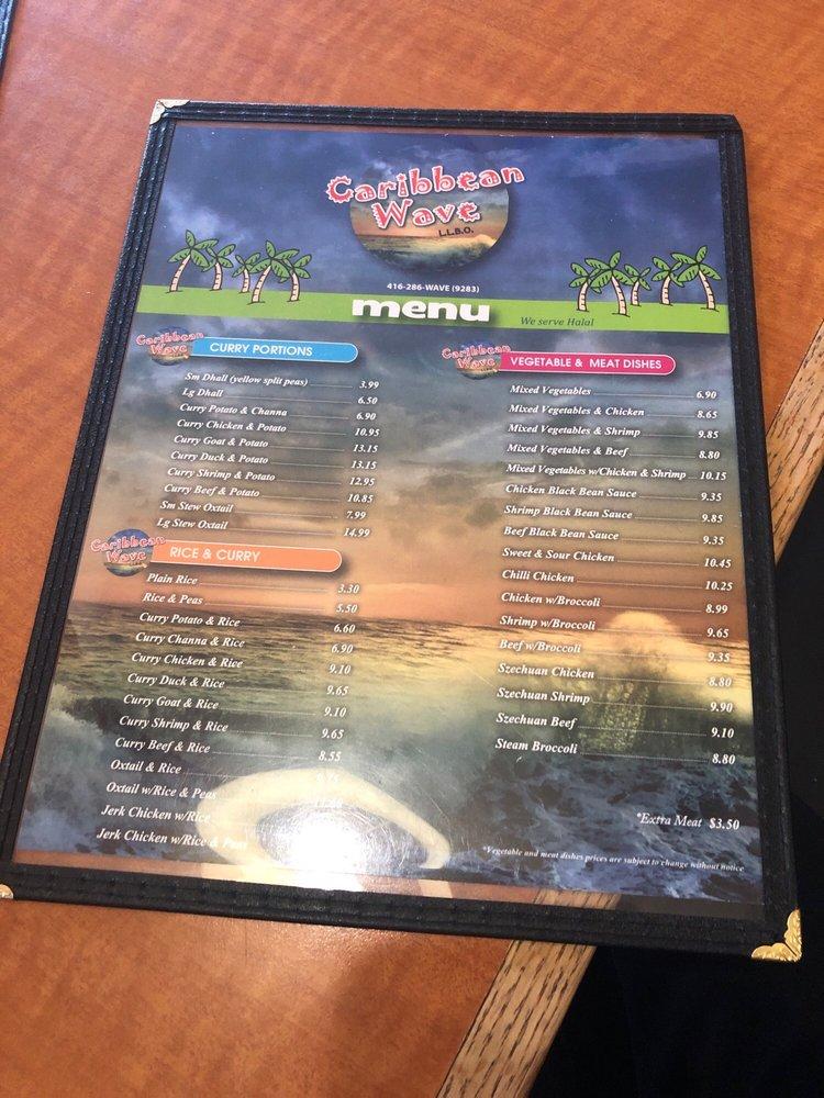 Menu at Caribbean Wave restaurant, Toronto, 875 Milner Ave