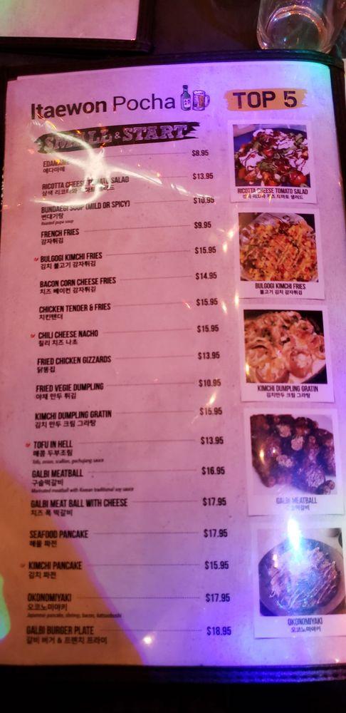 Menu at Itaewon Gastropub, West New York