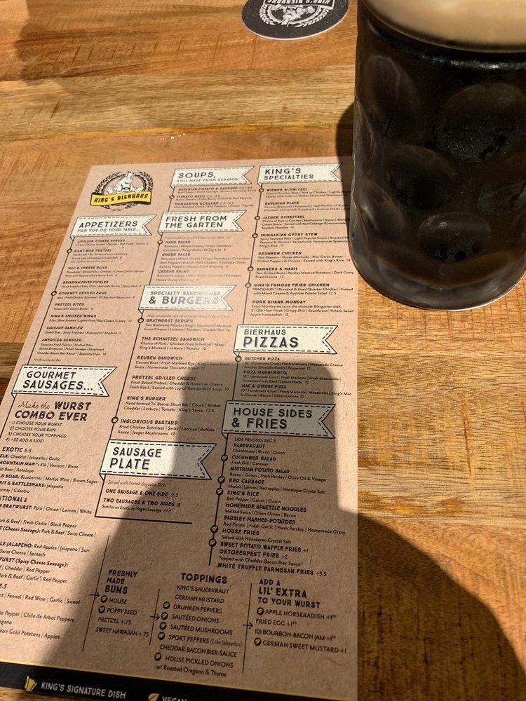 Menu at King’s BierHaus pub & bar, League City