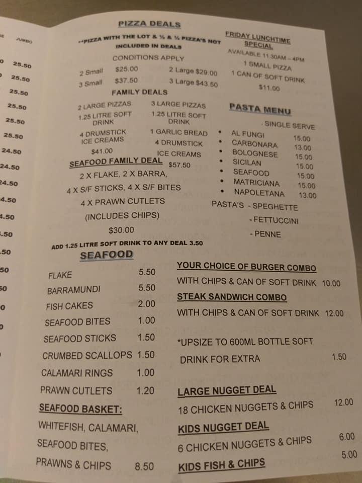 Menu at Longford Pizza House restaurant, Longford