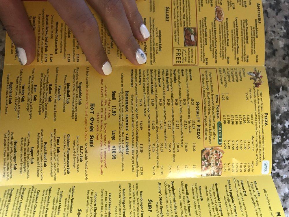 Menu at Manny's Restaurant, Boiling Springs