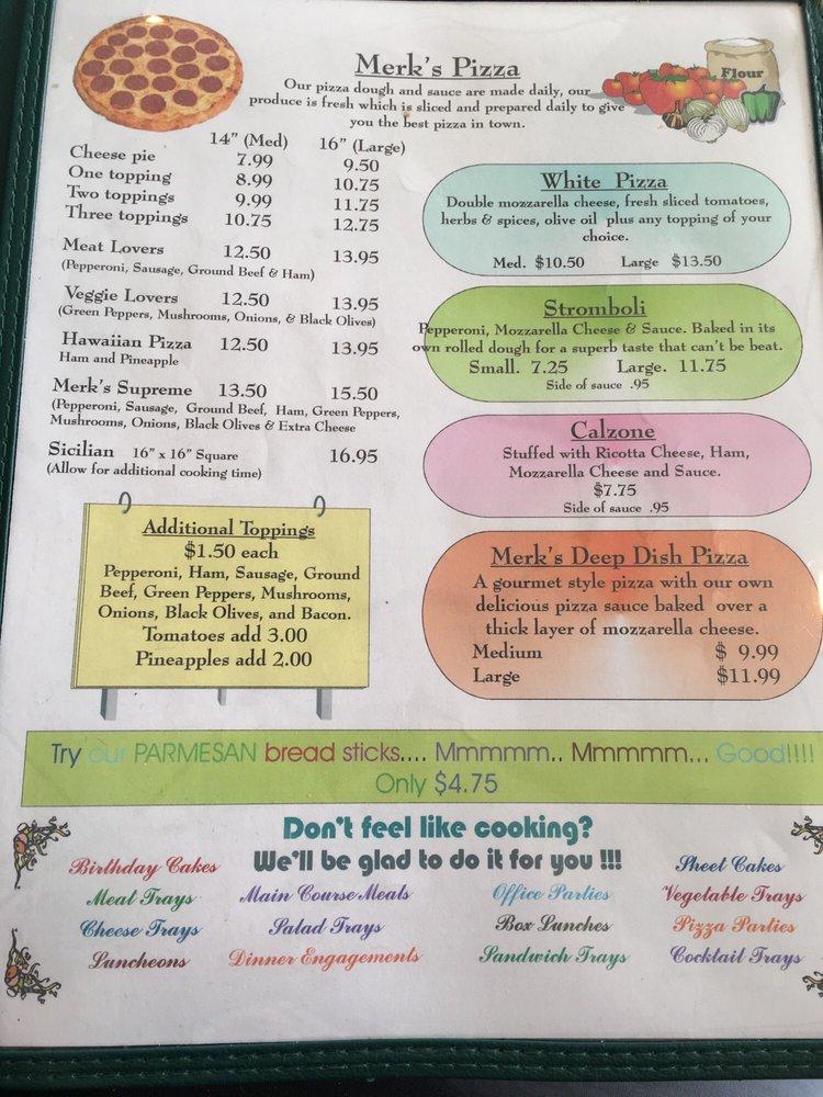 Menu at Merk's Place pizzeria, Farmville, W 3rd St
