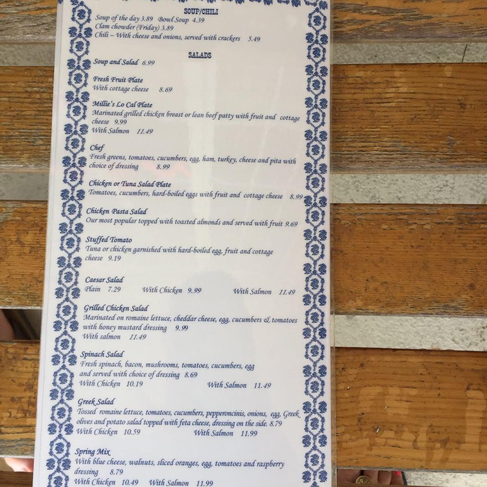 Menu at Millie's fast food, Sarasota