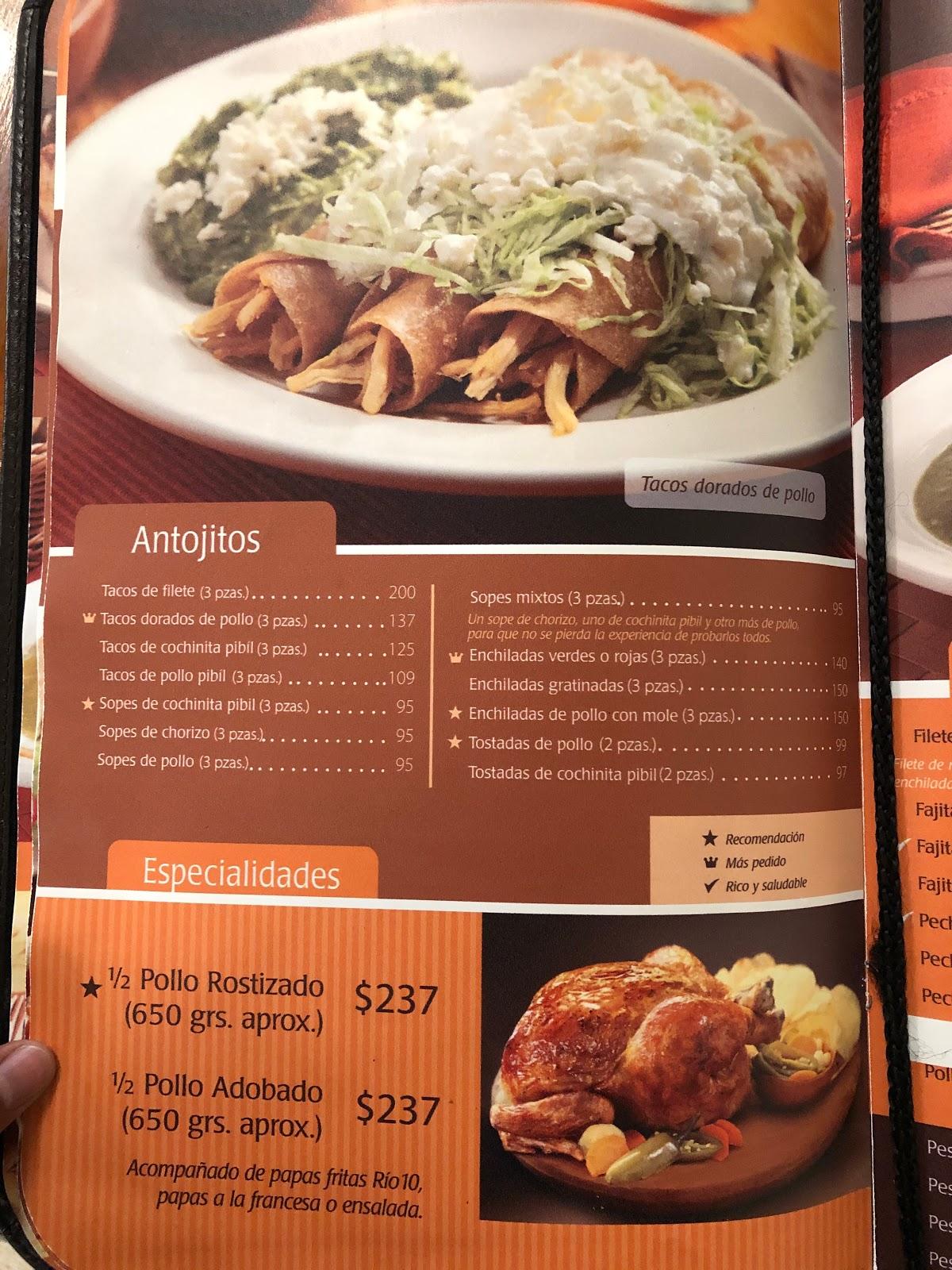 Menu at Pollos Río 10 La Florida fast food, Naucalpan, Perif. Blvd ...