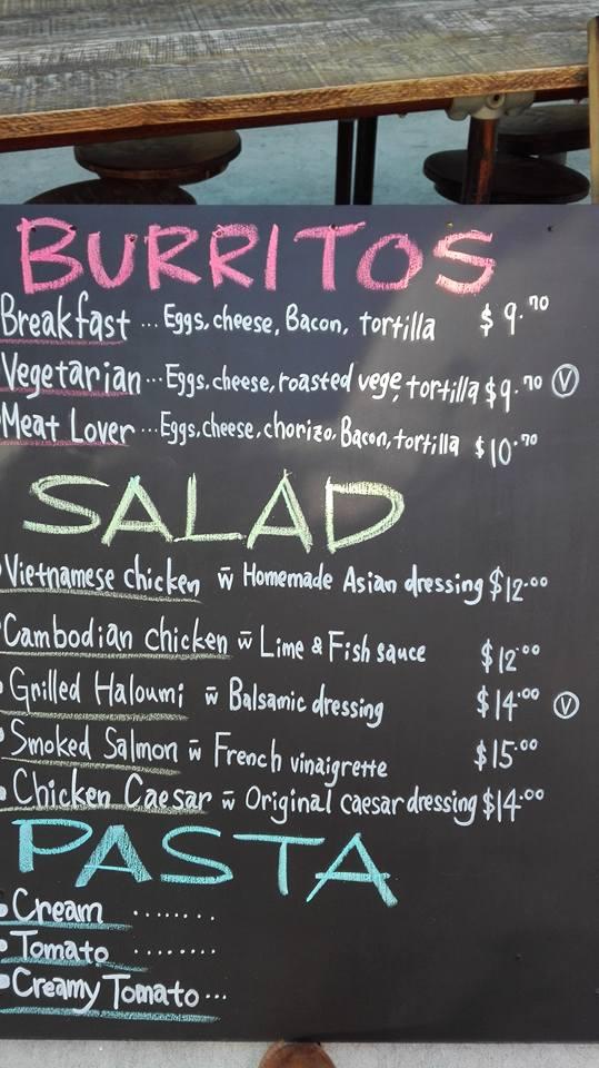 Menu at Standing Room Espresso cafe, Auckland, 19 Drake St