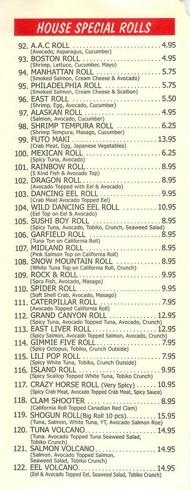Menu at Sushi Boy Japanese restaurant, Garfield