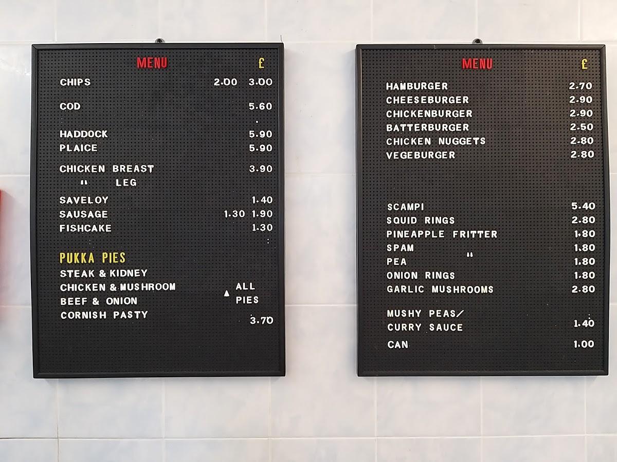 Menu at The Verne Fish & Chips restaurant, Fleet