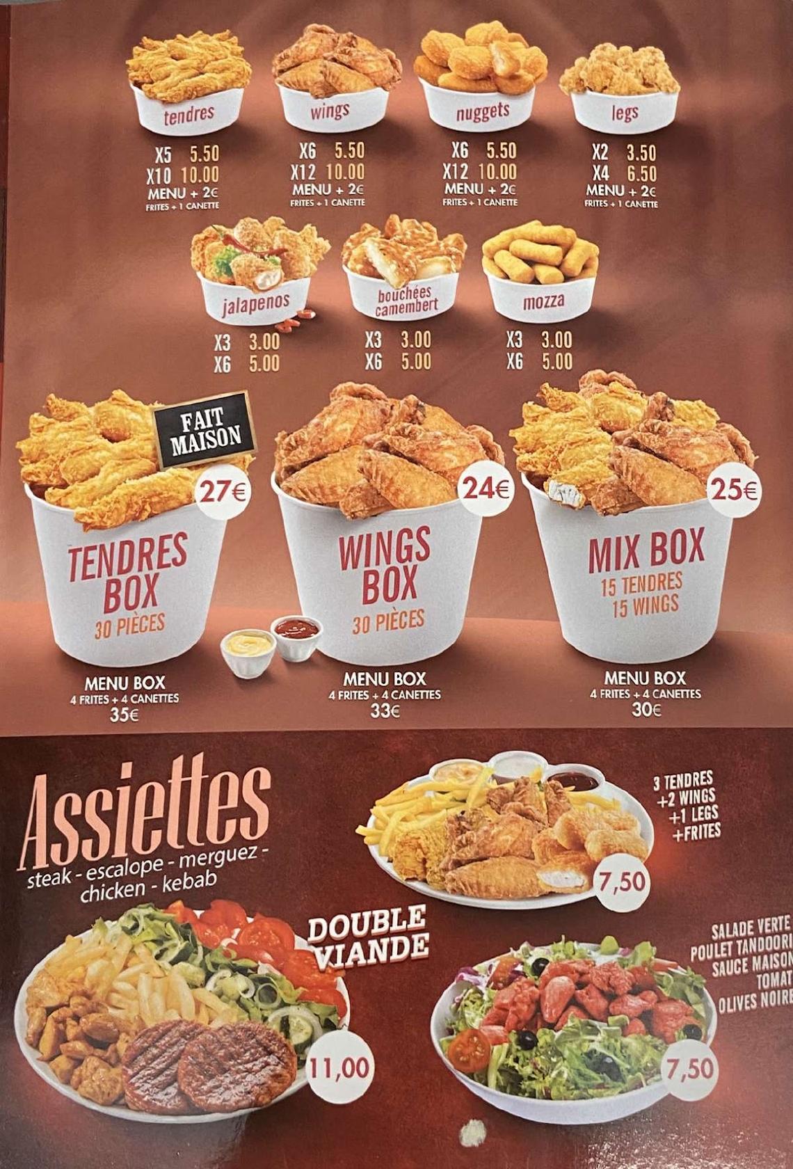 Menu au Zap food restaurant, Belley