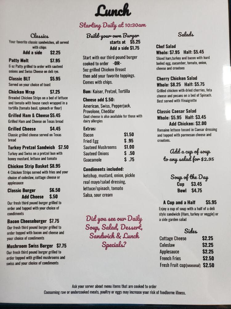 Menu at GG’s Cafe, Parma