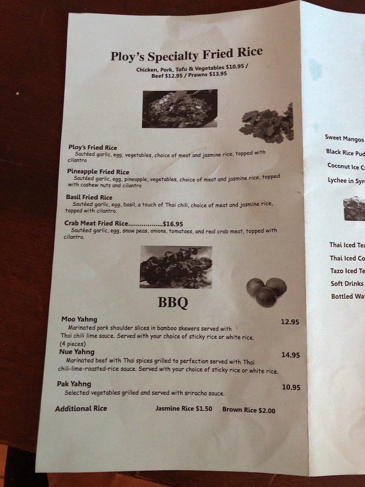 Menu at Ploy Thai Bistro BBQ, Cle Elum