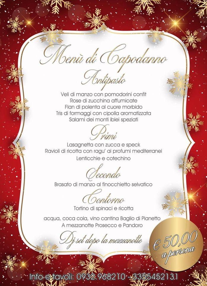 Menu at Sud restaurant, Comiso