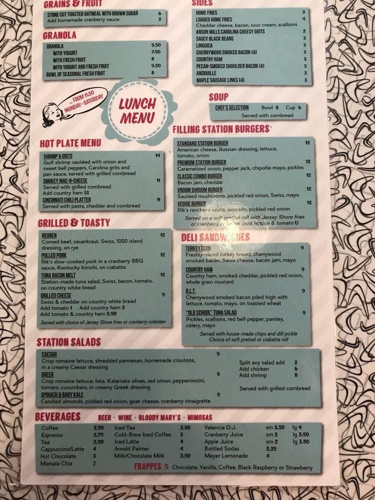 Menu at Chatham Filling Station cafe, Chatham