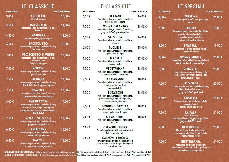 Menu da La Pala Pizzeria d'Asporto, Grumello Cremonese