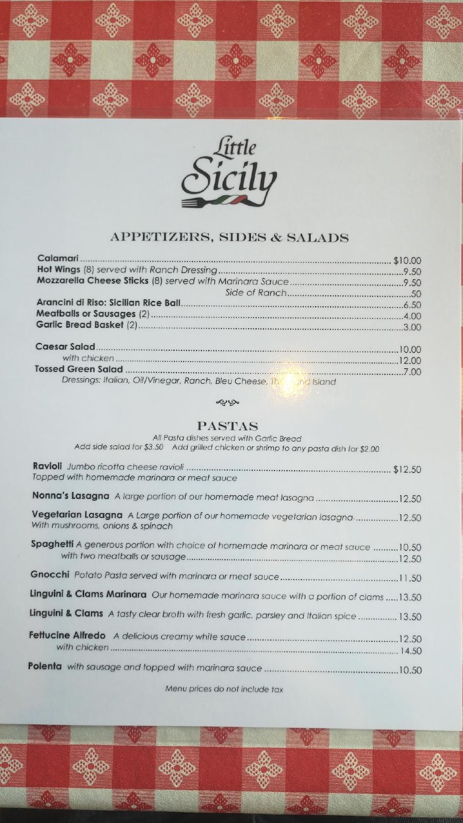 Menu at Little Sicily pizzeria, Salinas, 16 E Gabilan St