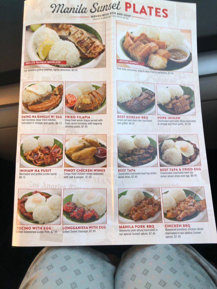 Menu at Manila Sunset Grille restaurant, Rancho Cucamonga
