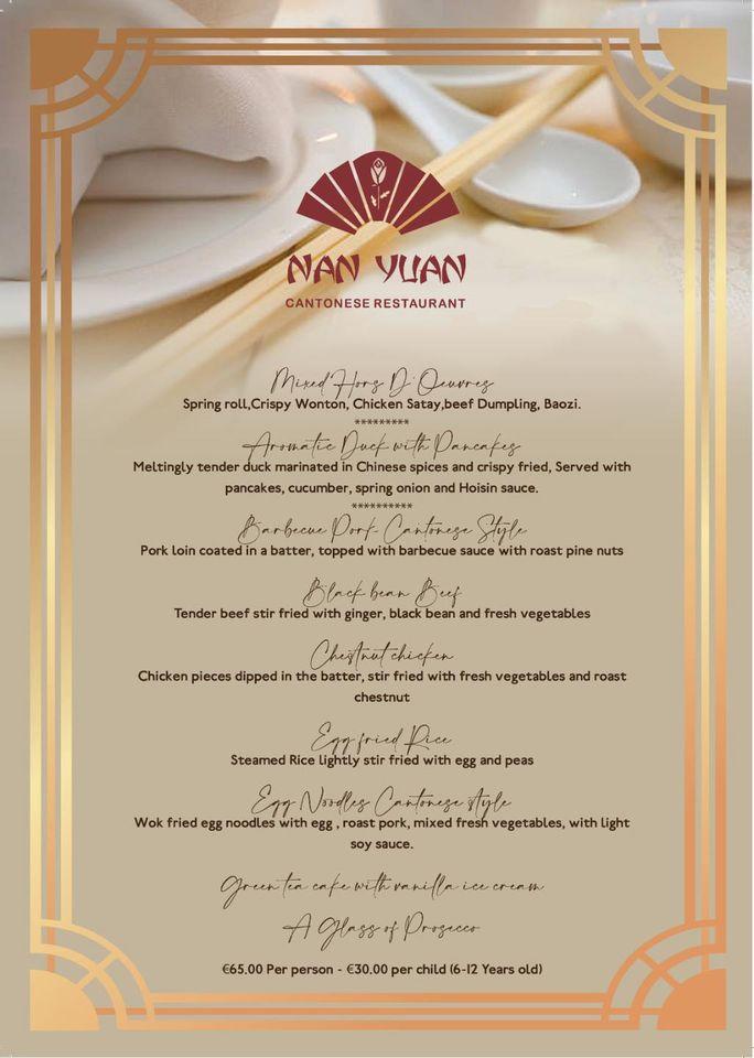 Menu at Nan Yuan restaurant, Floriana