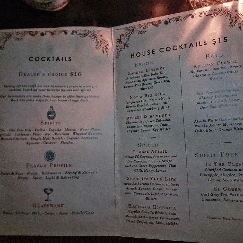 Carta de The Junto Attic Bar, Jersey City