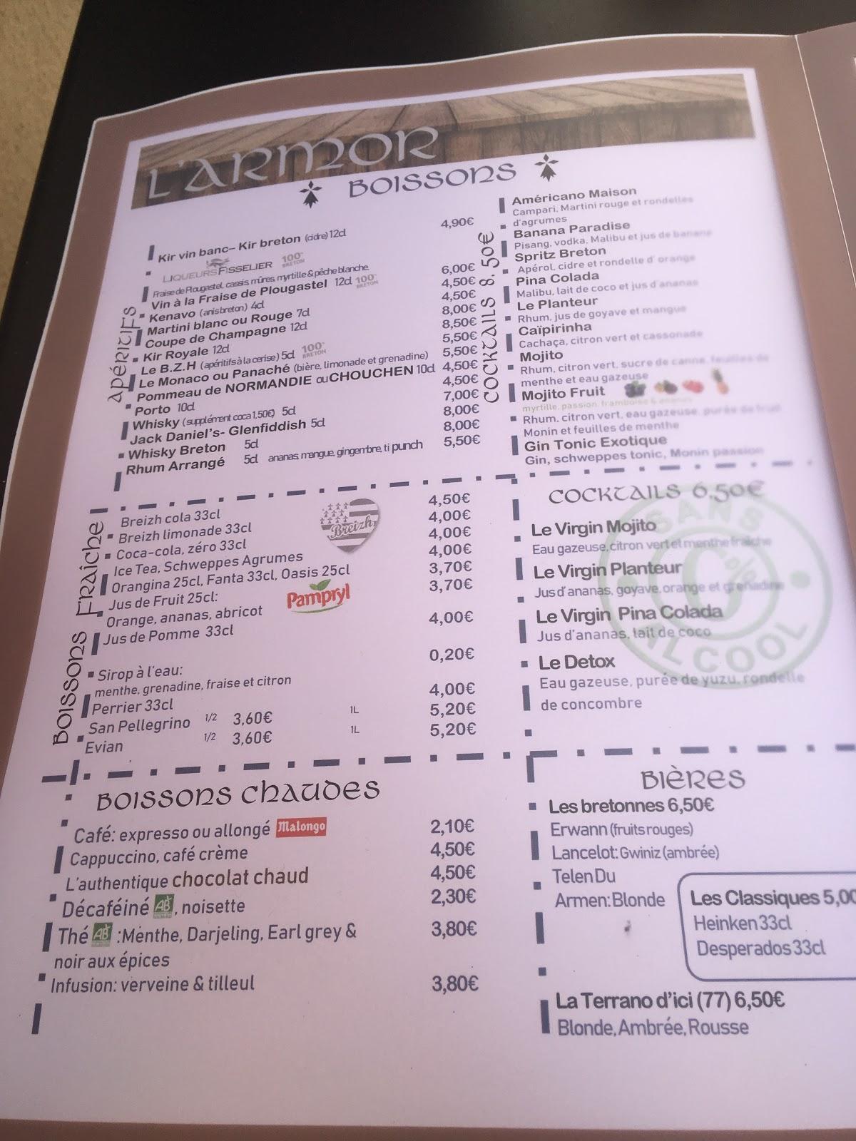 Menu au Crêperie l'Armor restaurant, Mantes-la-Jolie, 29 Rue Prte aux ...