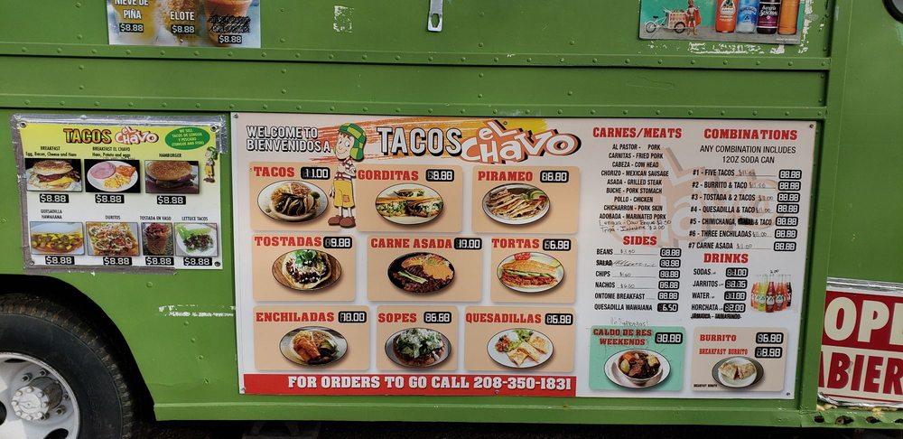 Menu at El Chavo restaurant, Boise, W Overland Rd