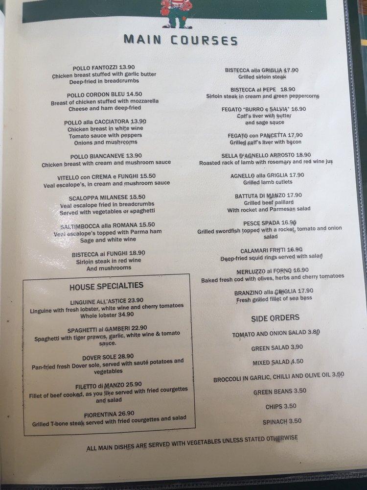 Menu at Fantozzi Restaurant Southgate, London