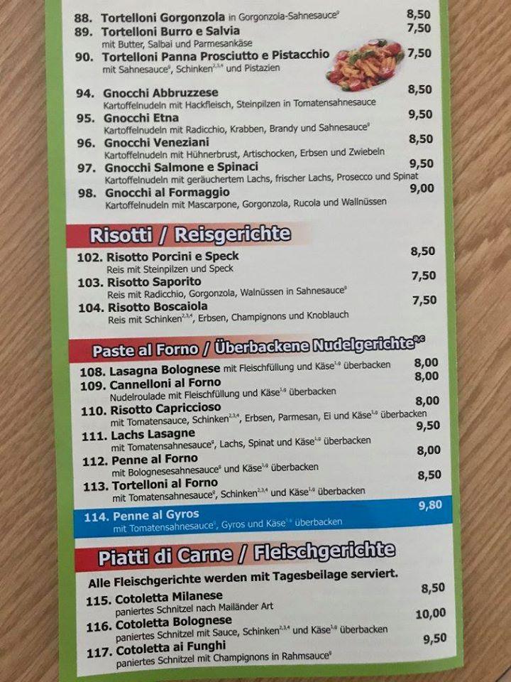 Speisekarte von Pizzeria Ristorante Etna, Delligsen