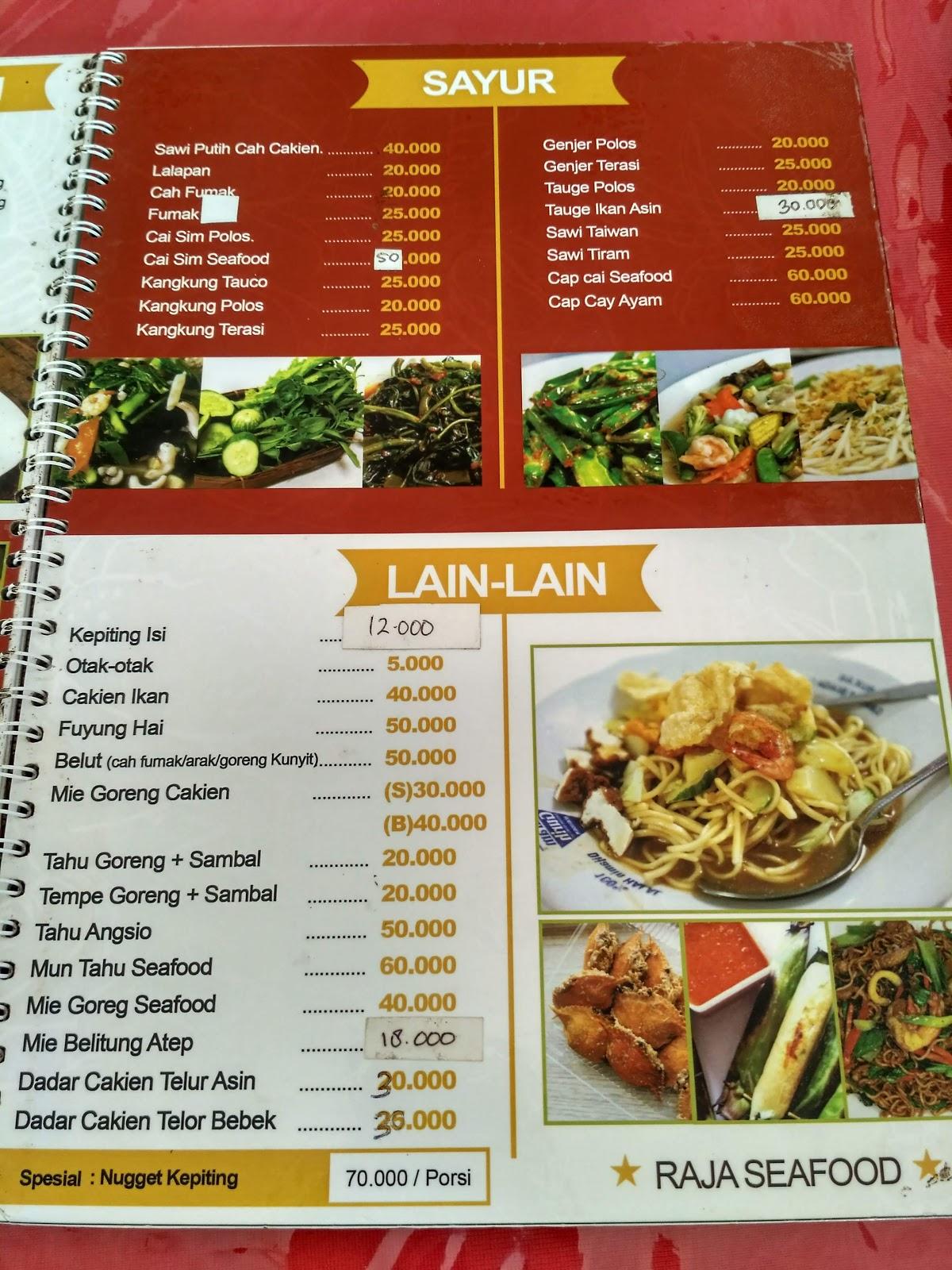 Carta del restaurante Raja Seafood, Tanjung Pandan, Jl. Jend. Sudirman ...