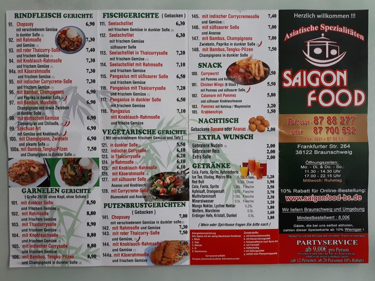 Speisekarte von Saigon Food restaurant, Braunschweig, Frankfurter Str. 264