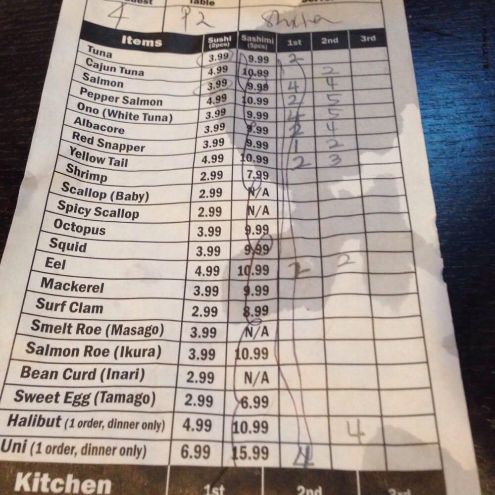 Menu at Show Sushi restaurant, San Dimas
