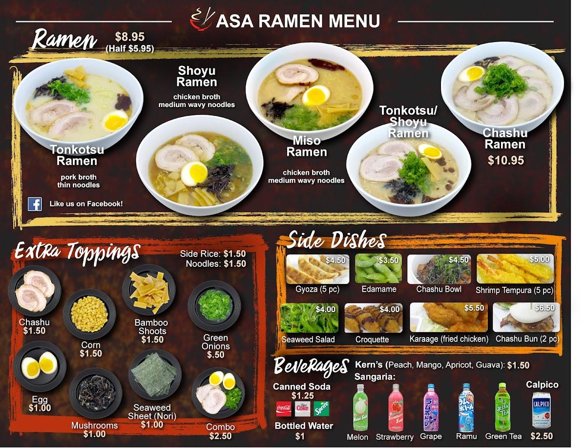 Carta del restaurante Asa Ramen, Orem