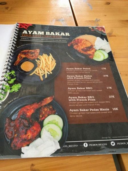 Menu at Ayam DePeri restaurant, Batam, Jl. Laksamana Bintan