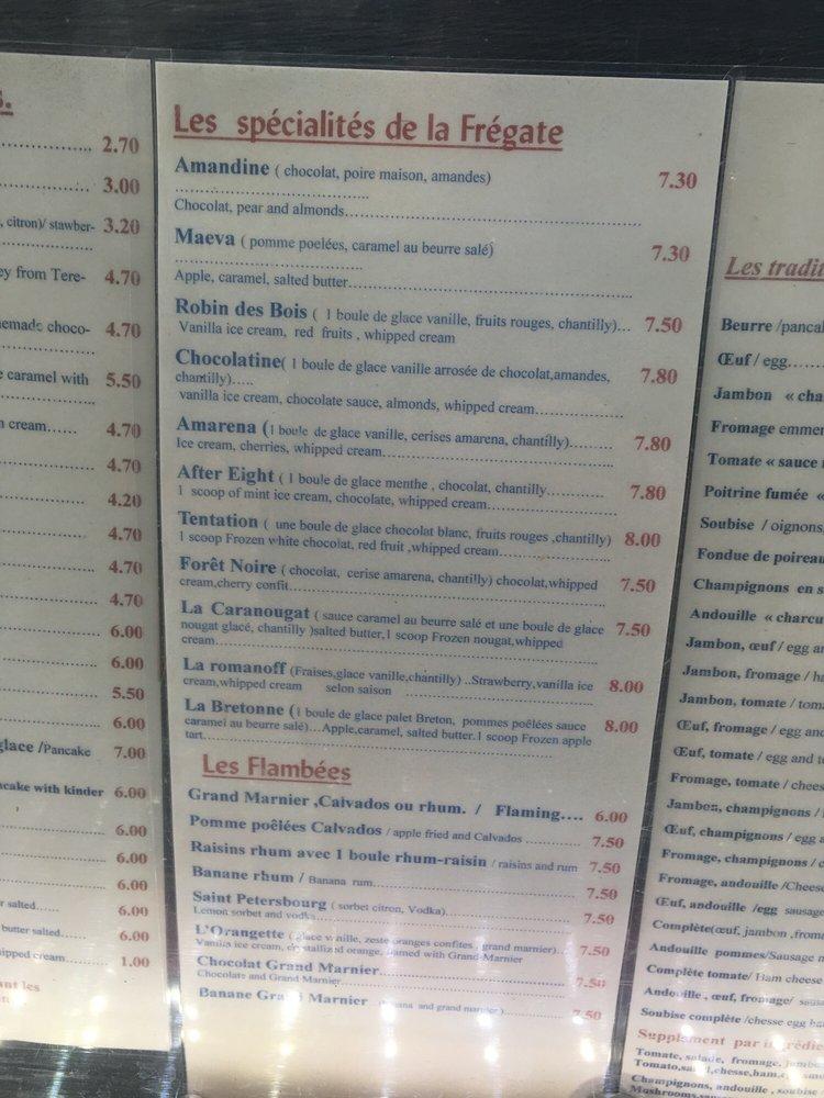 Carta del restaurante Crêperie La Fregate, Le Faou